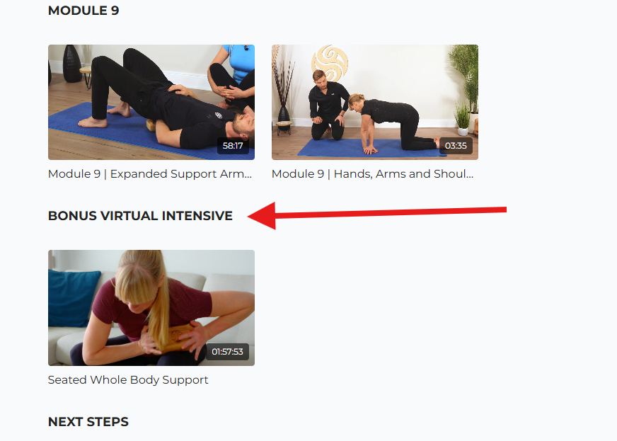 Where can I find the Seated Whole Body Support Virtual Intensive that ...